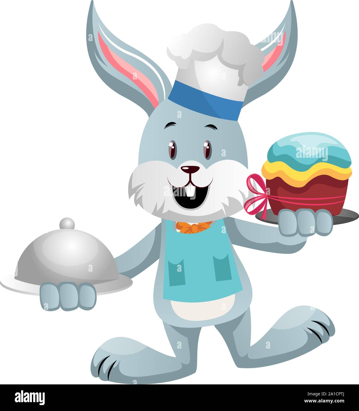 Bunny cooking, illustration, vector on white background Stock Vector ...