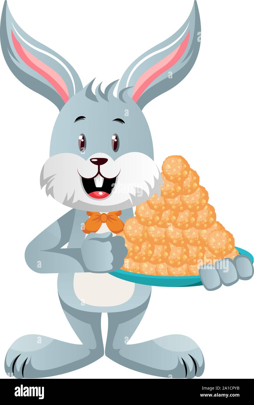 Bunny with cookies, illustration, vector on white background Stock ...