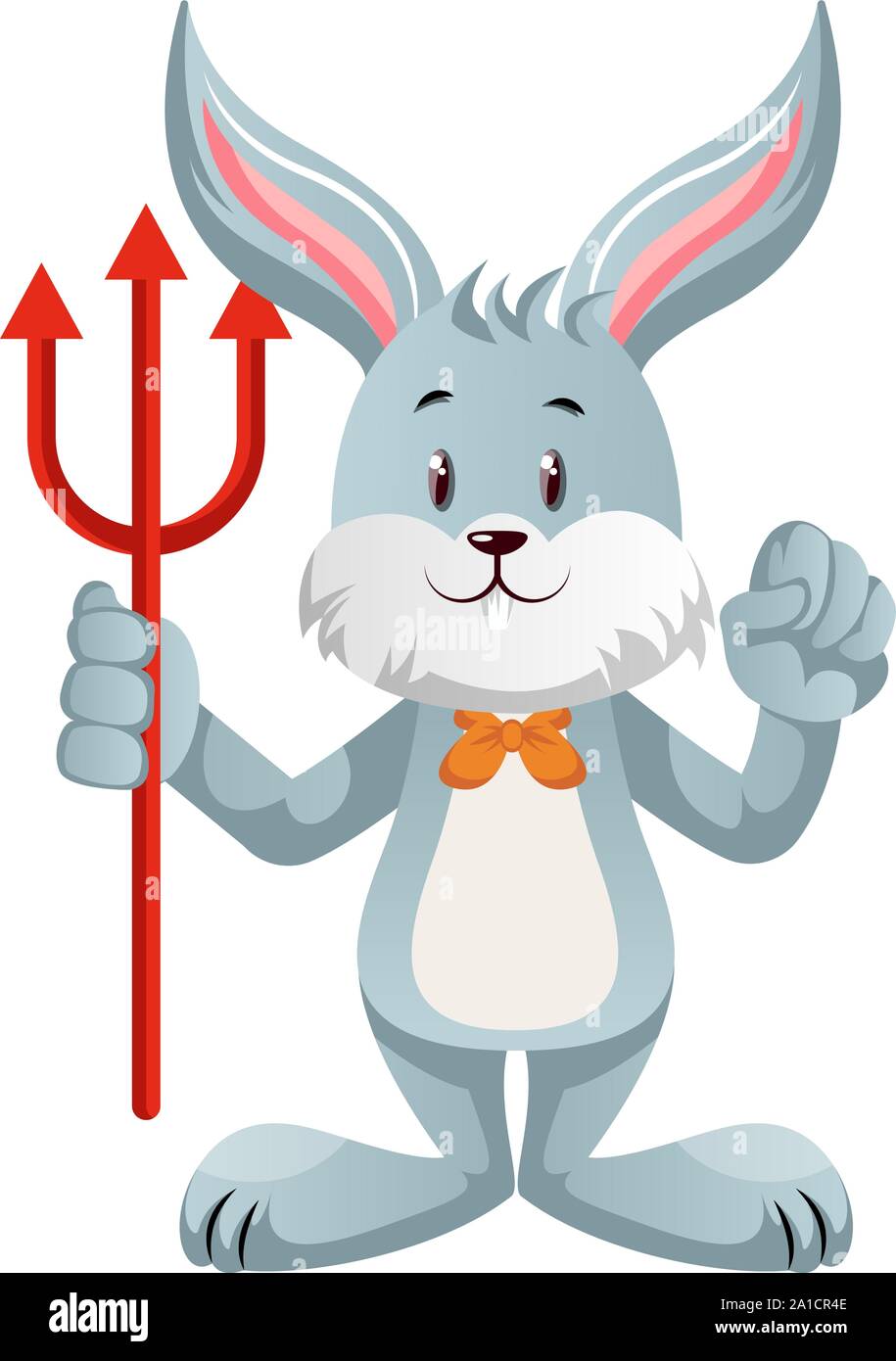 Bunny with devil spear, illustration, vector on white background Stock ...