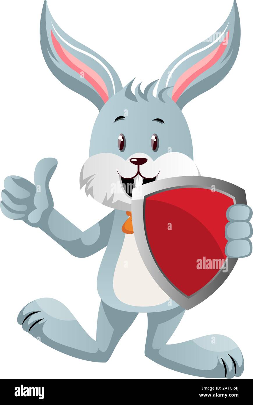 Bunny with red shield, illustration, vector on white background Stock ...