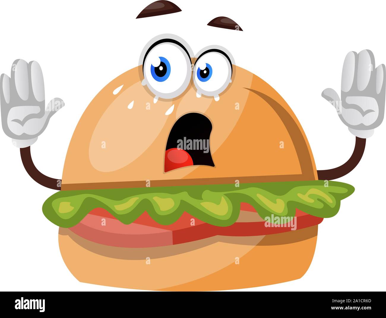 Scared burger, illustration, vector on white background Stock Vector ...