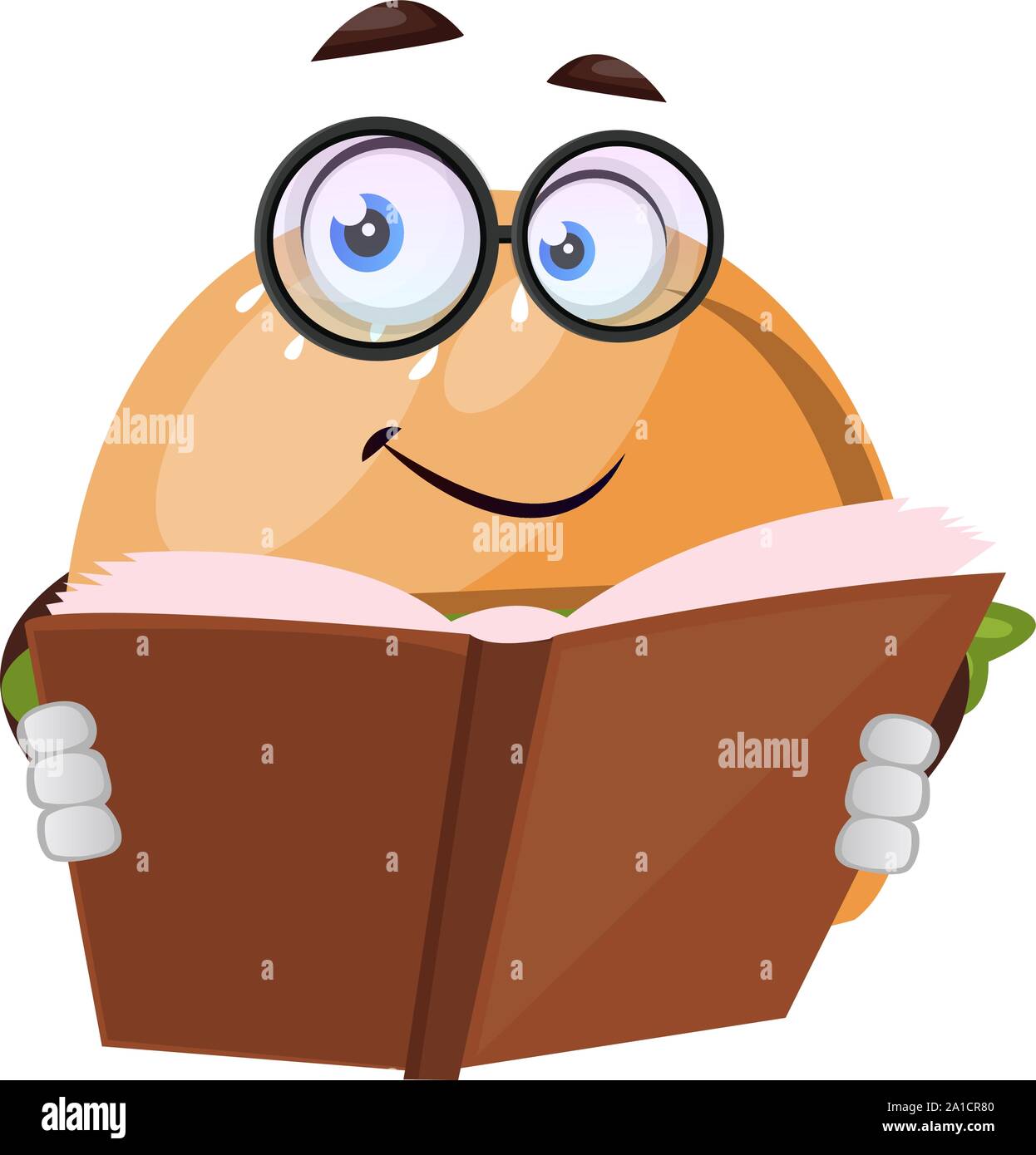 Burger reading book, illustration, vector on white background Stock ...