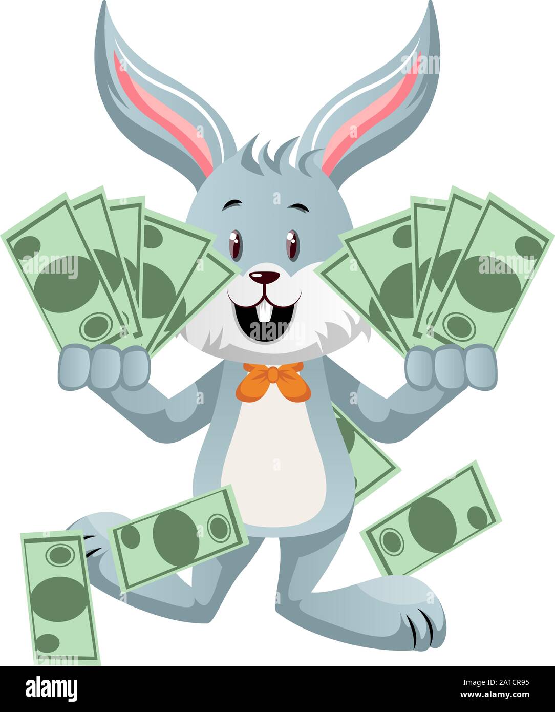 Bunny with money, illustration, vector on white background Stock Vector ...