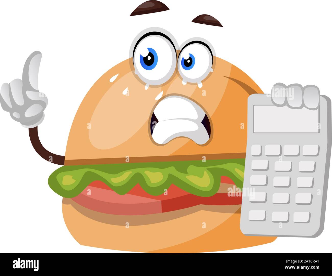 Burger with calculator, illustration, vector on white background Stock ...