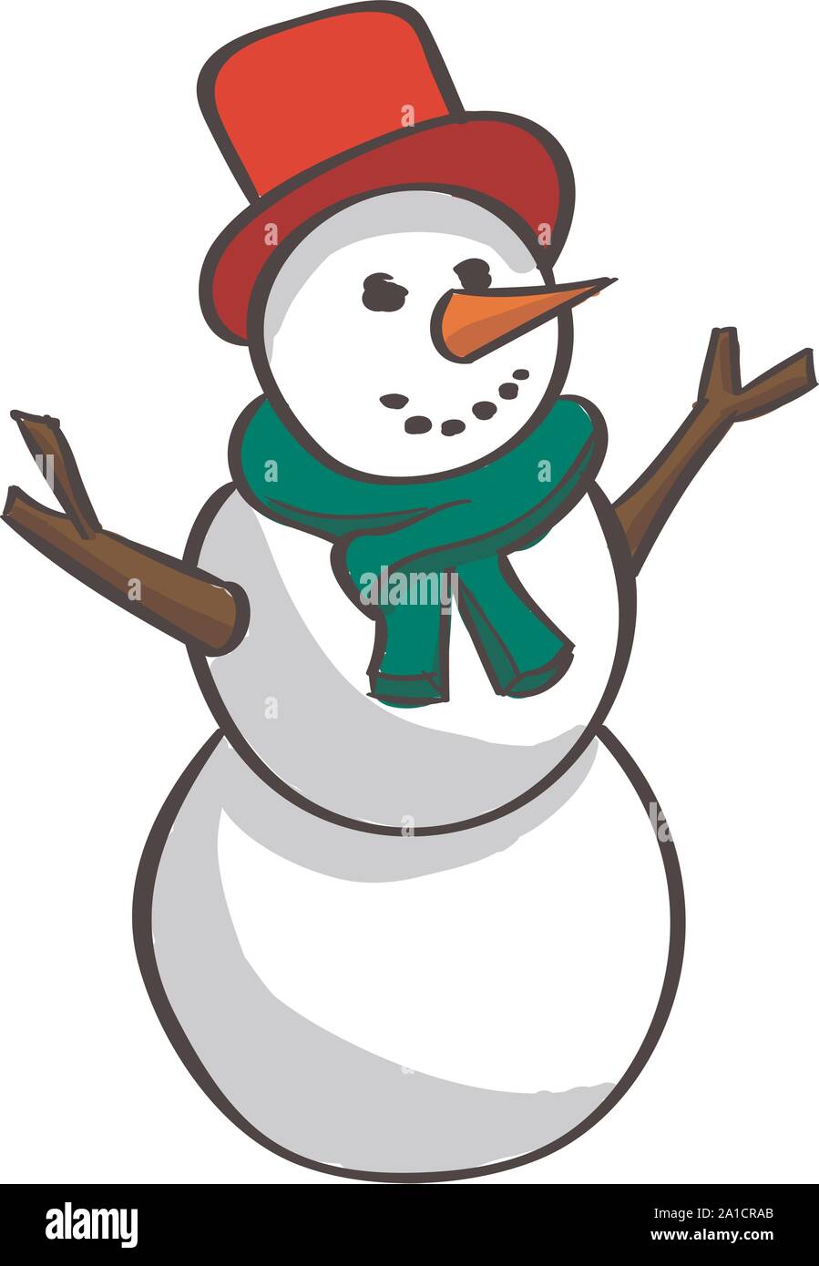 Snowman, illustration, vector on white background Stock Vector Image ...