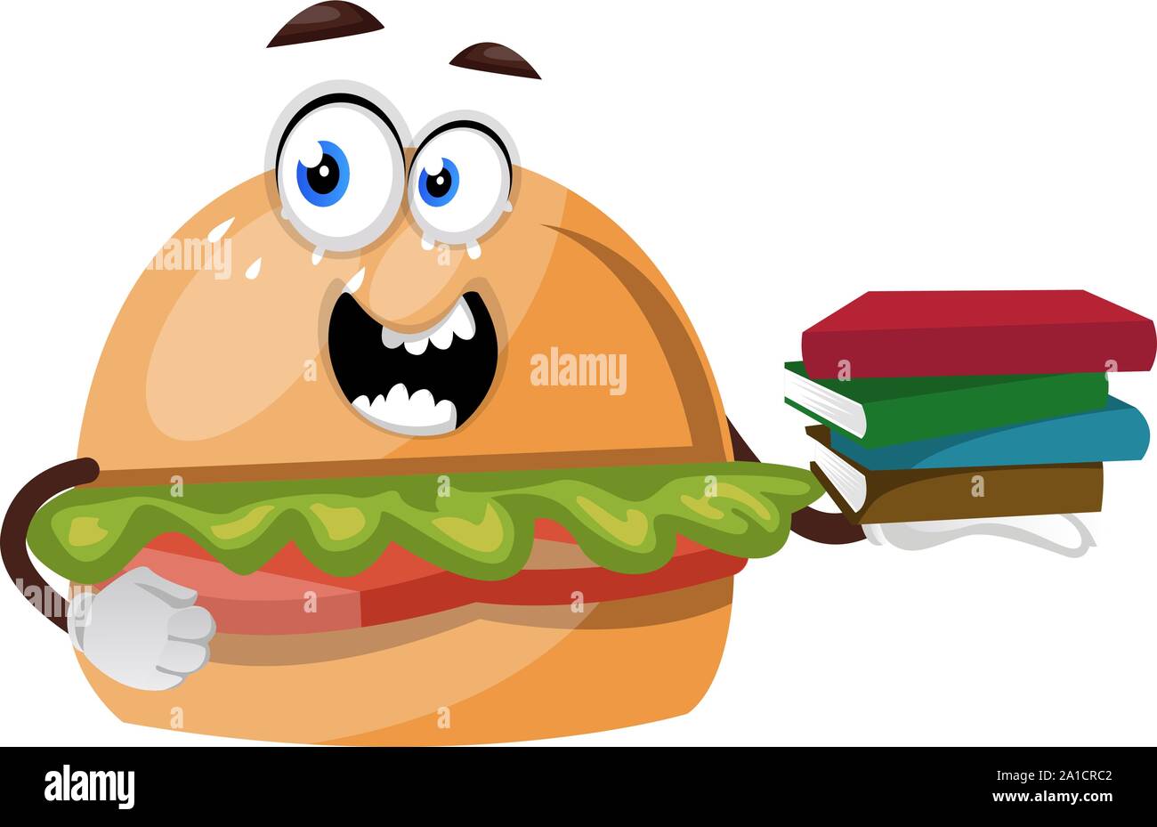 Burger with books, illustration, vector on white background Stock ...