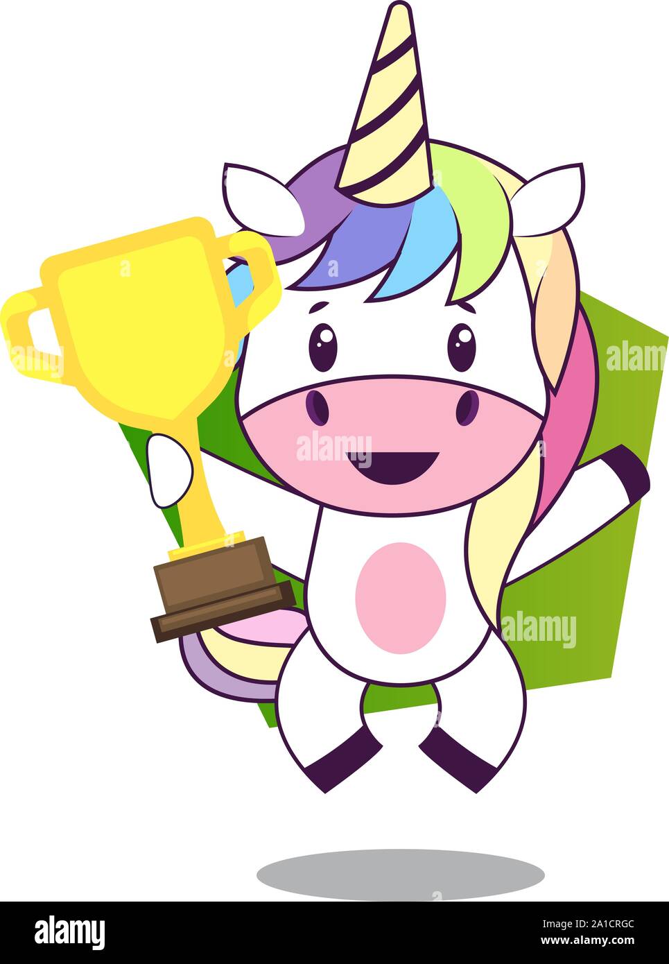 Unicorn with trophy, illustration, vector on white background Stock ...