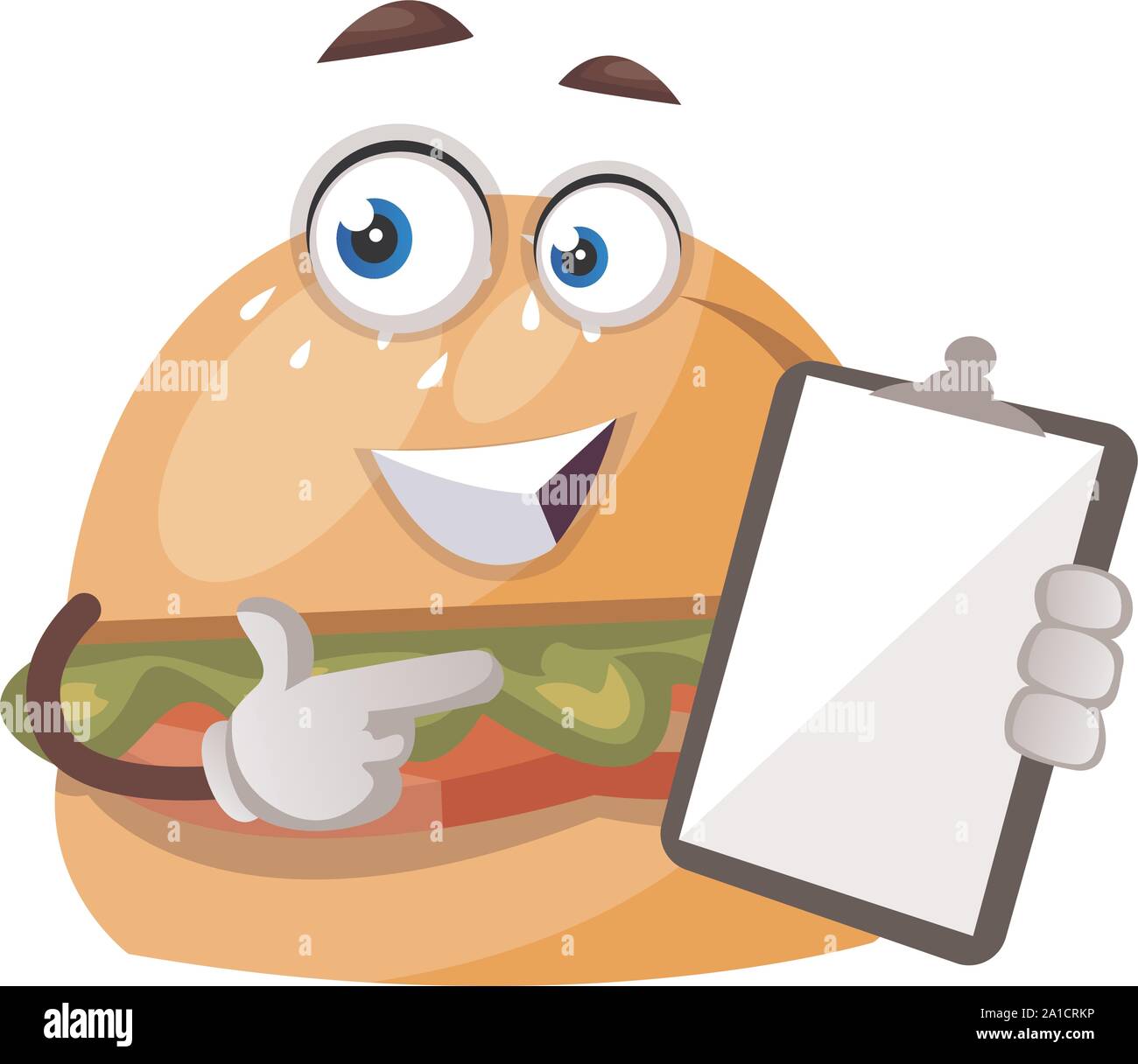 Burger with notebook, illustration, vector on white background Stock ...