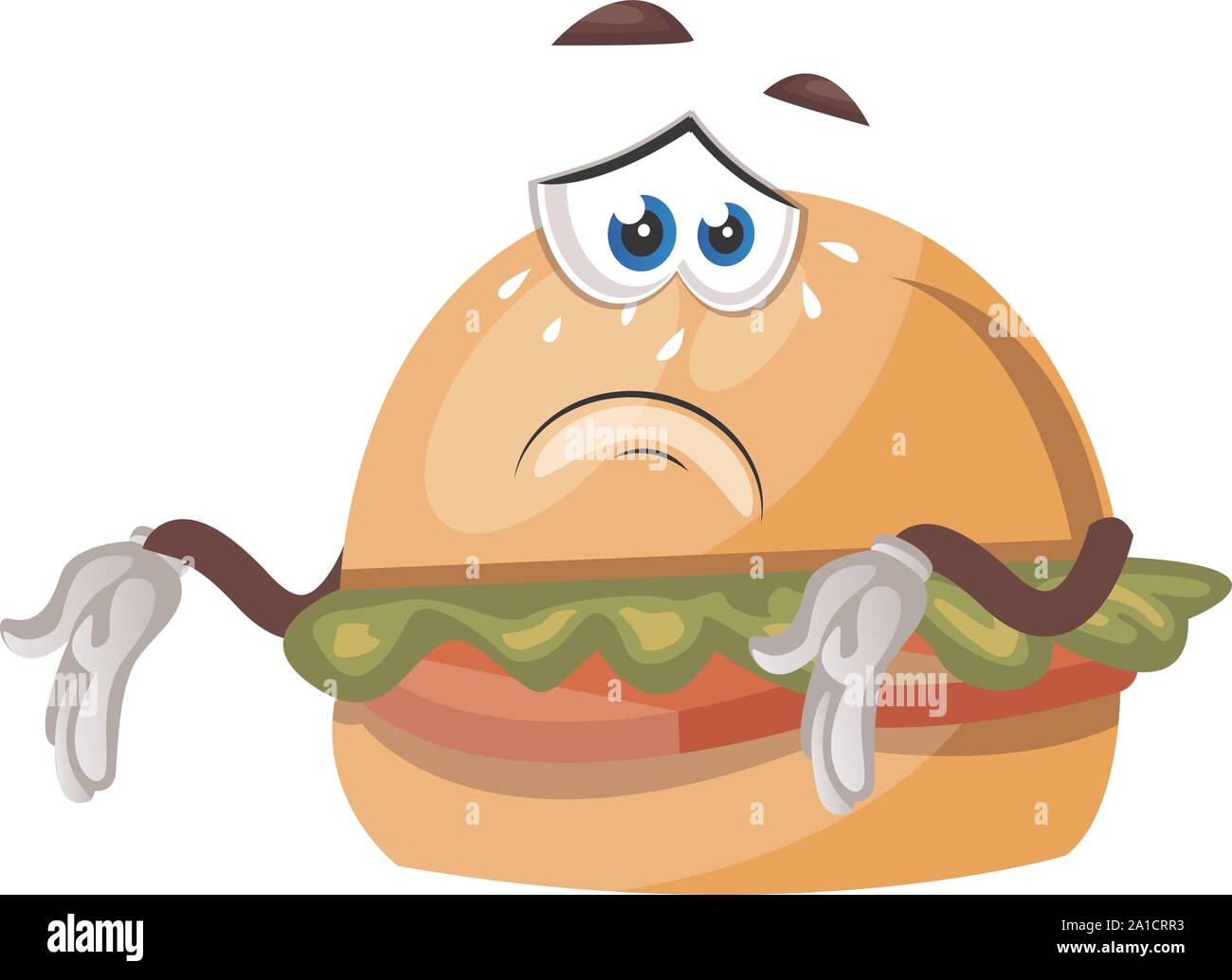 Sad burger, illustration, vector on white background Stock Vector Image ...