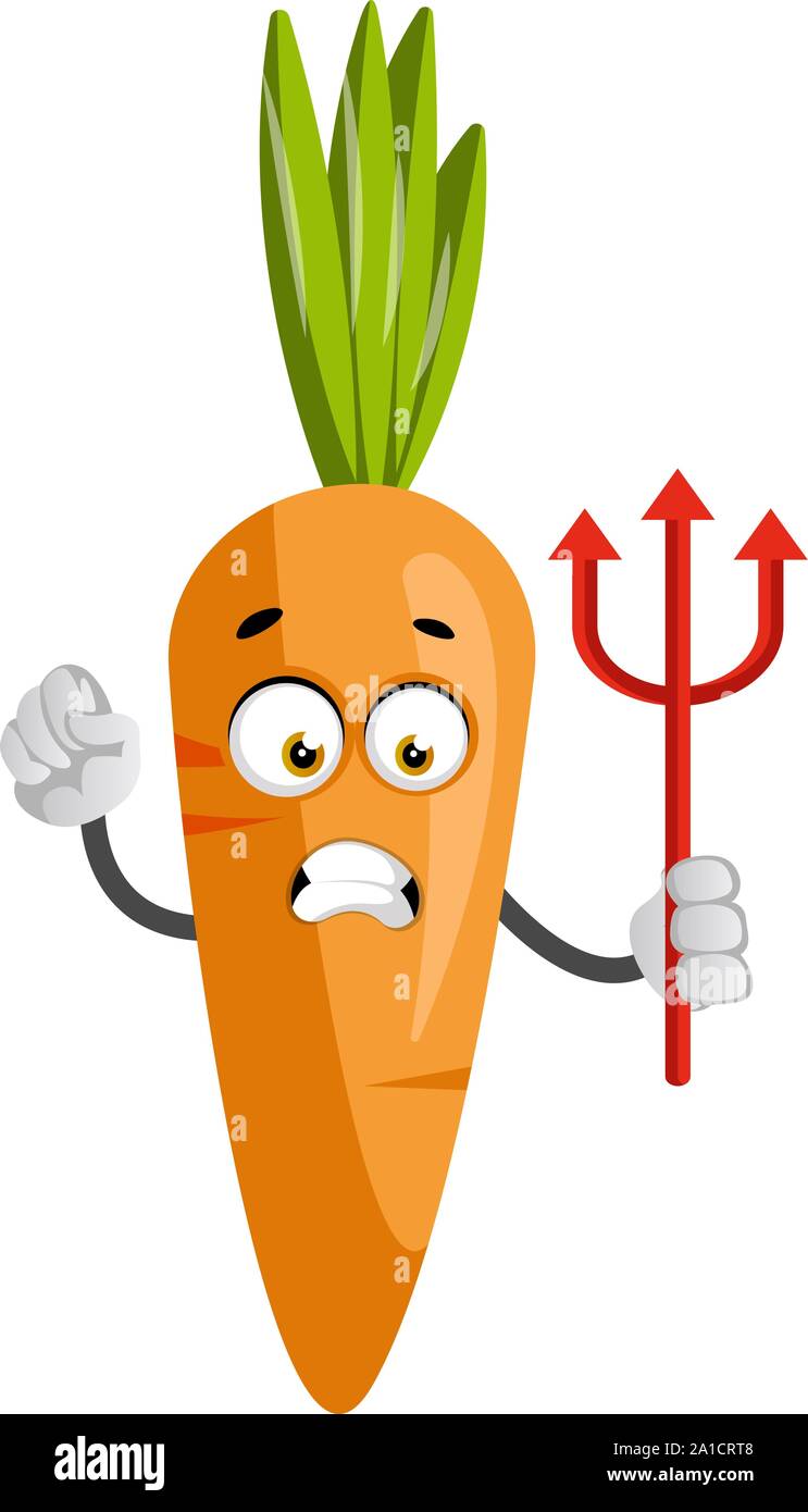 Carrot with devil spear, illustration, vector on white background Stock ...