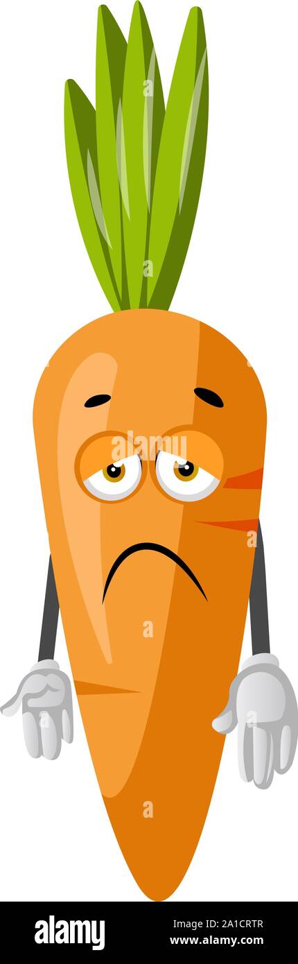 Sad carrot, illustration, vector on white background Stock Vector Image ...