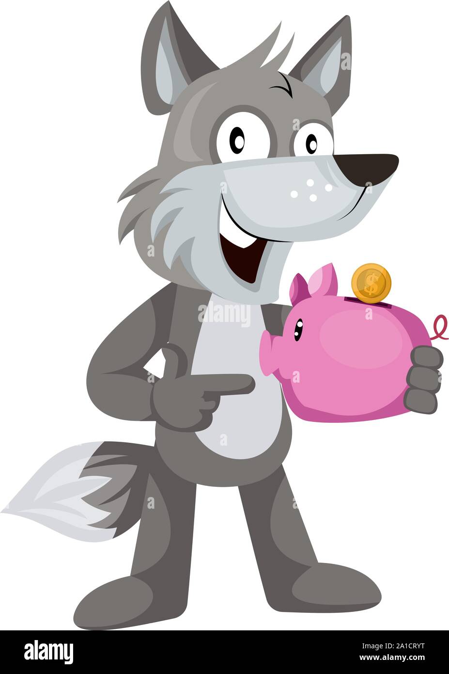 Wolf with piggy bank, illustration, vector on white background Stock Vector Image & Art - Alamy