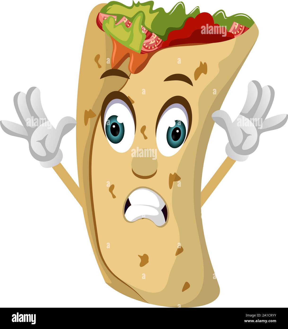 Scared burrito, illustration, vector on white background Stock Vector ...