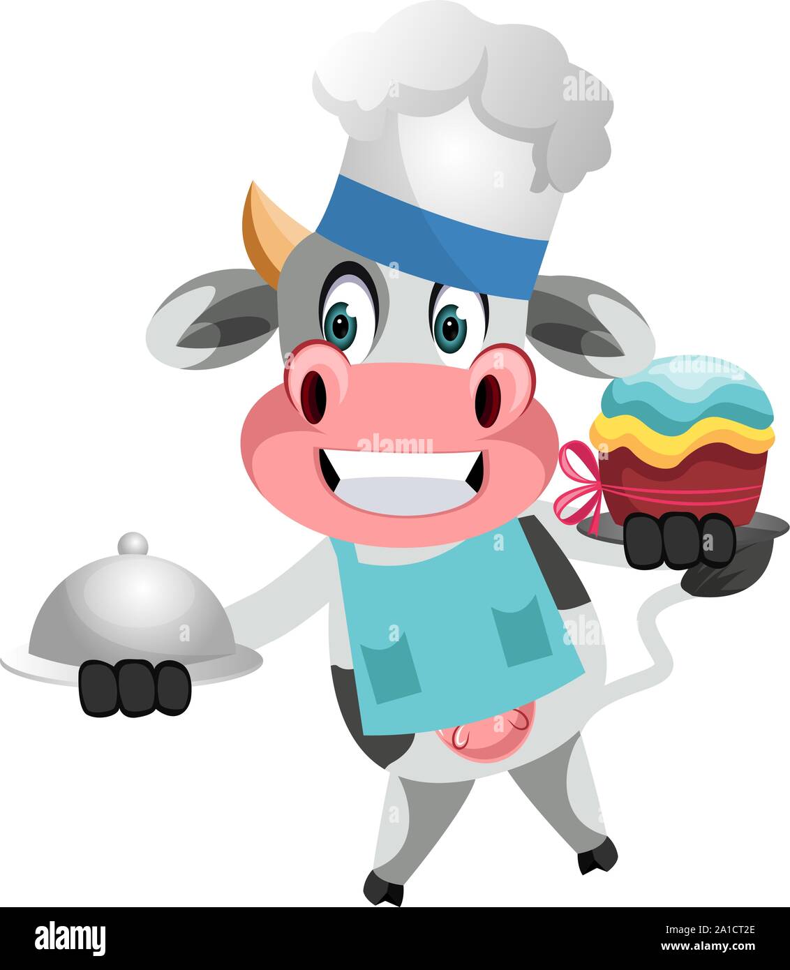 Cow cooking, illustration, vector on white background Stock Vector ...