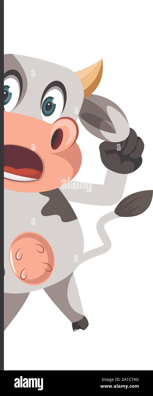 Scared cow, illustration, vector on white background Stock Vector Image ...