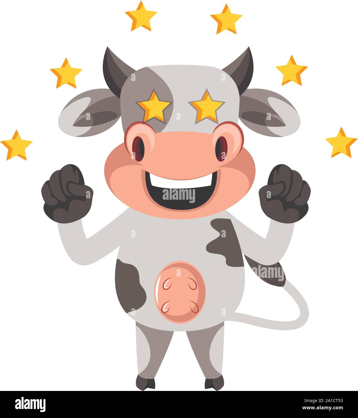 Cow with stars, illustration, vector on white background Stock Vector ...