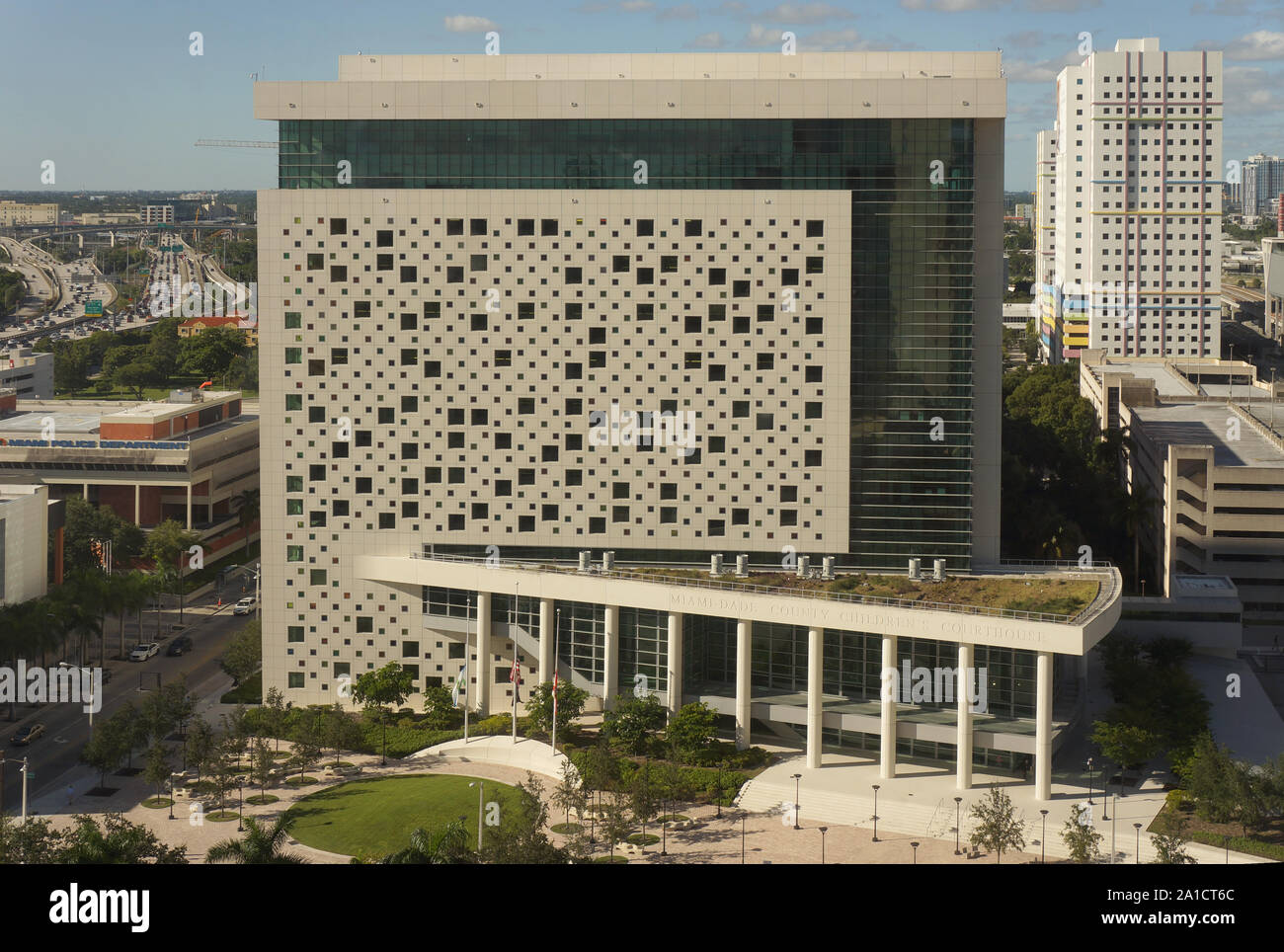 View of Children's Courthouse, Overtown Transit Village and I-95 ...