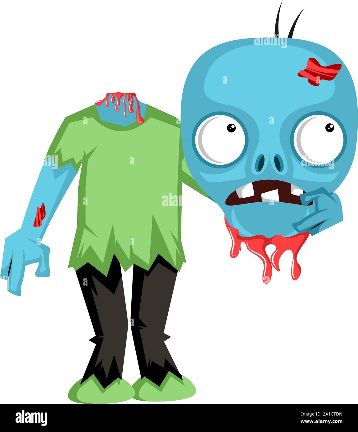 Zombie holding head, illustration, vector on white background Stock ...