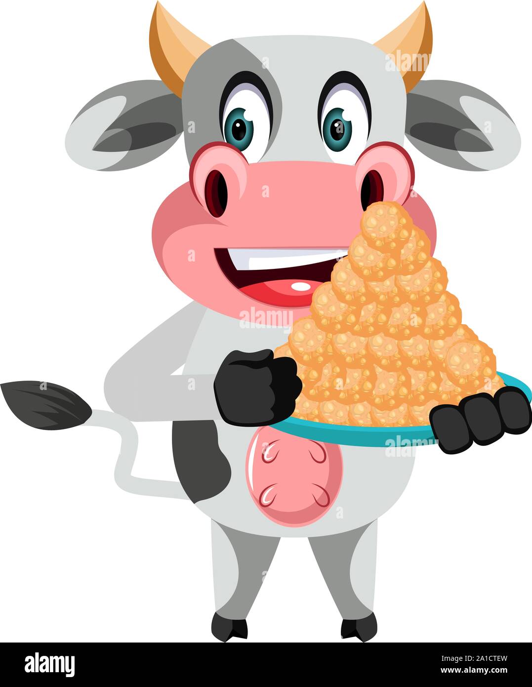 Cow with cookies, illustration, vector on white background Stock Vector ...