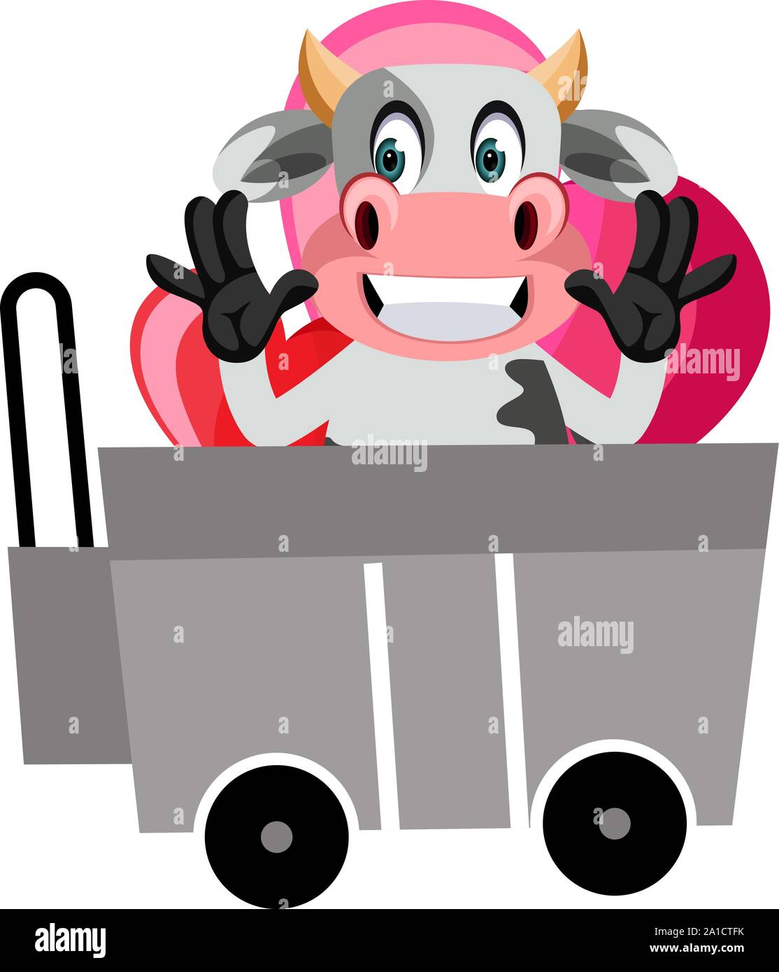 Cow in shopping cart, illustration, vector on white background Stock ...