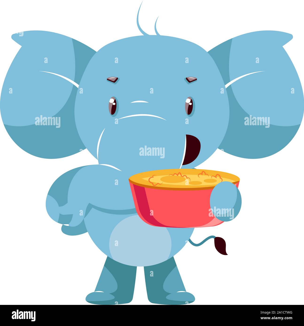 Elephant with snacks, illustration, vector on white background Stock ...