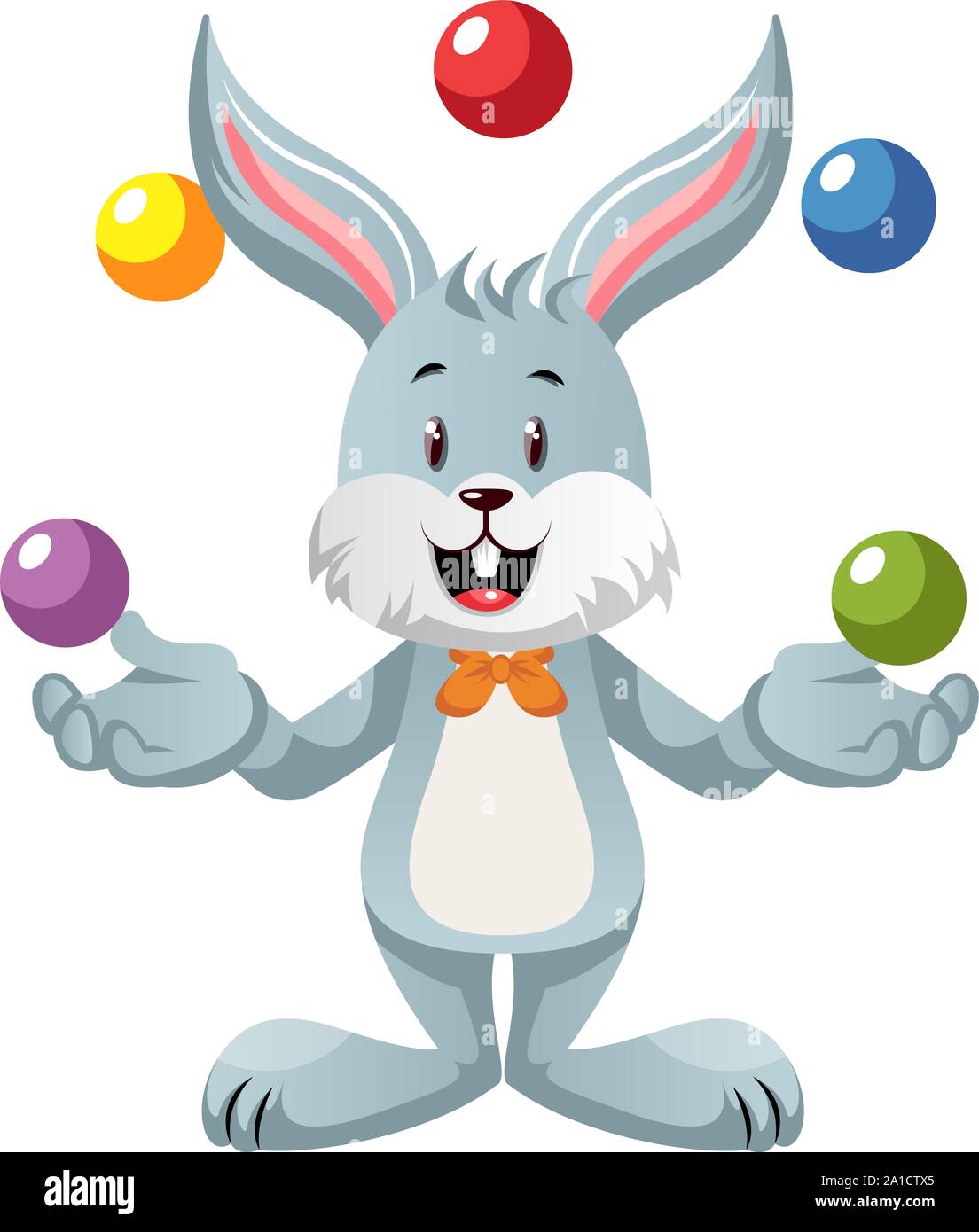 Bunny juggling, illustration, vector on white background Stock Vector ...