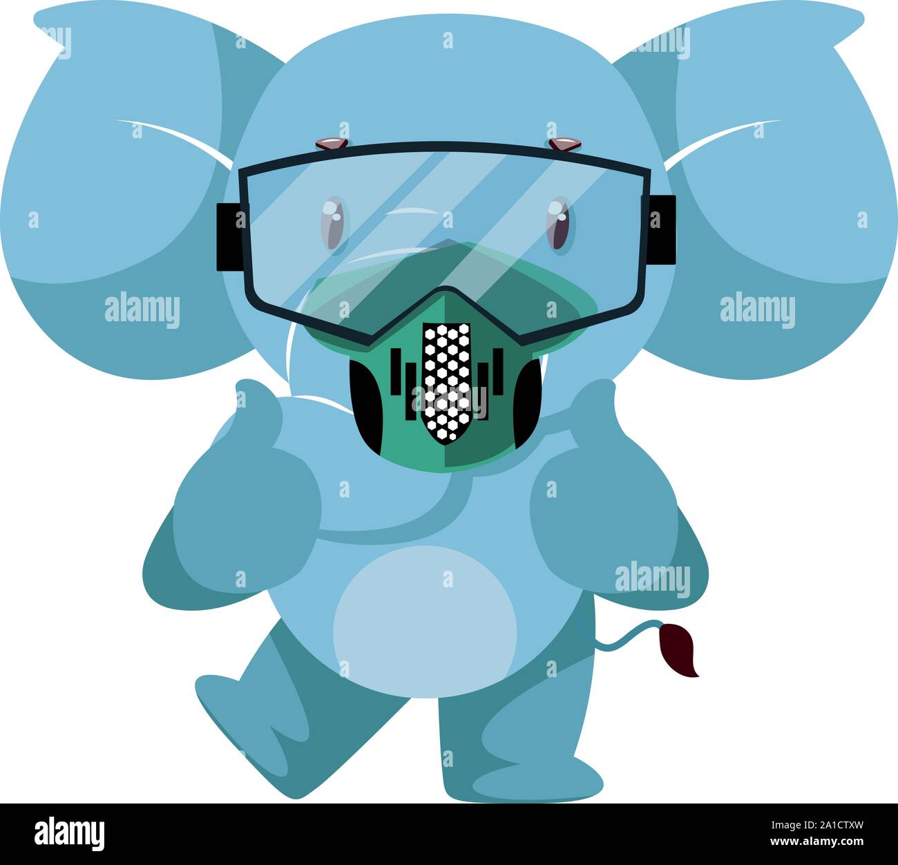 Elephant with mask, illustration, vector on white background Stock ...