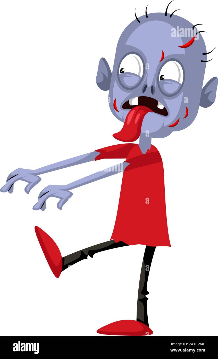 Shocked zombie, illustration, vector on white background Stock Vector ...