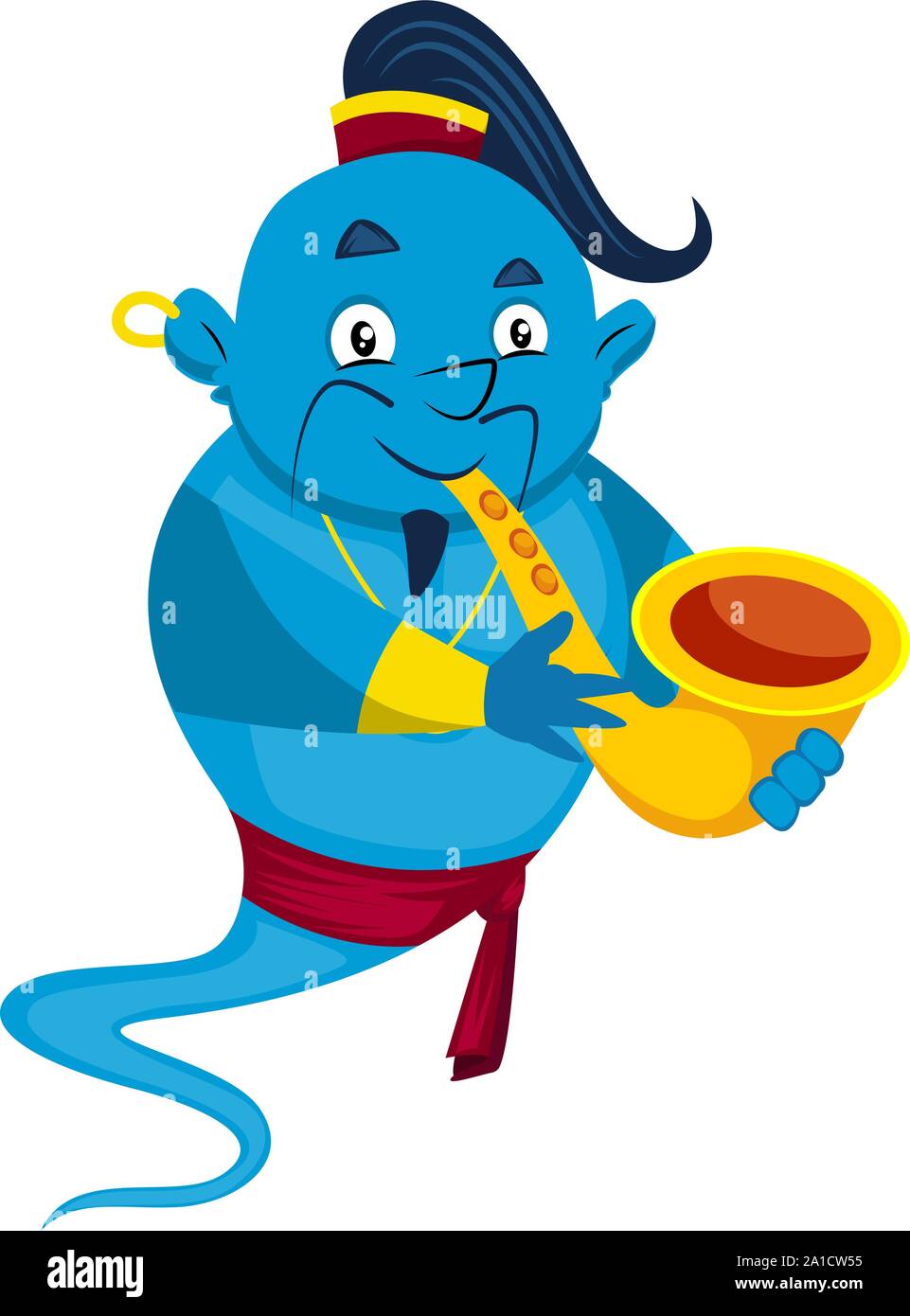 Genie playing instrument, illustration, vector on white background ...