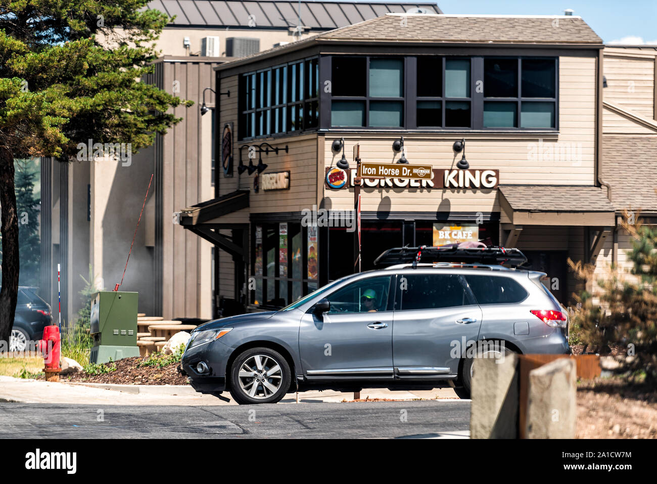 Park City, USA - July 25, 2019: Ski resort famous city in Utah during ...