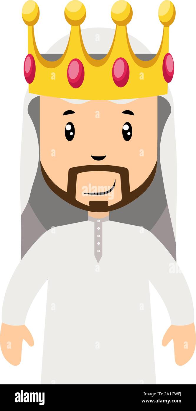 Arab men with crown, illustration, vector on white background Stock ...