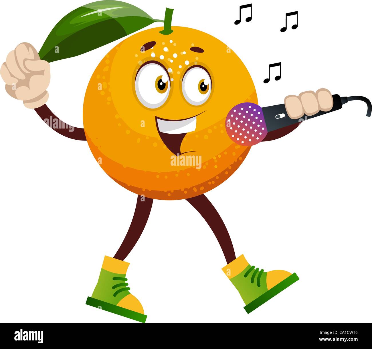 Orange with microphone, illustration, vector on white background Stock ...