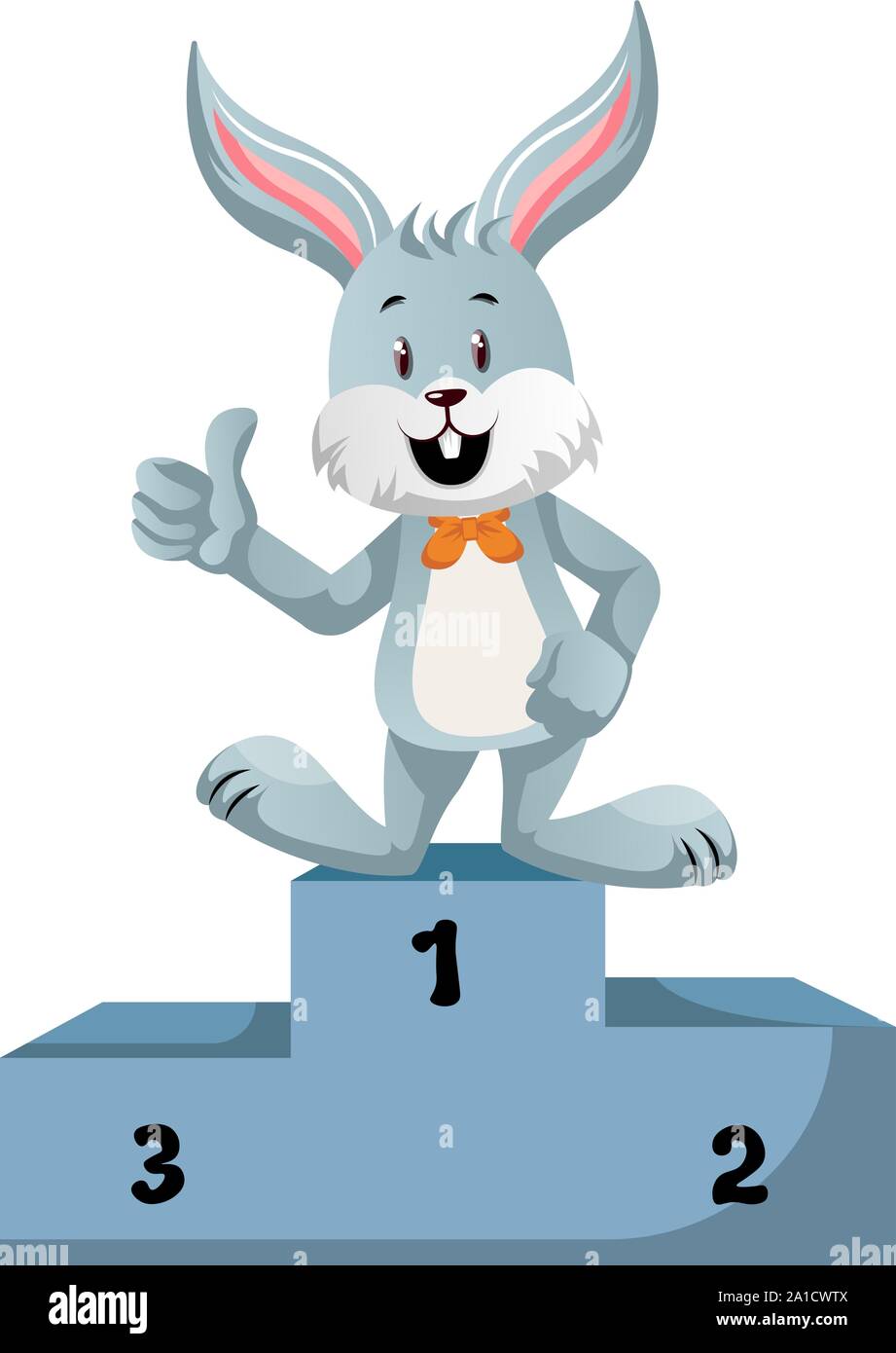 Bunny on winning stage, illustration, vector on white background Stock ...