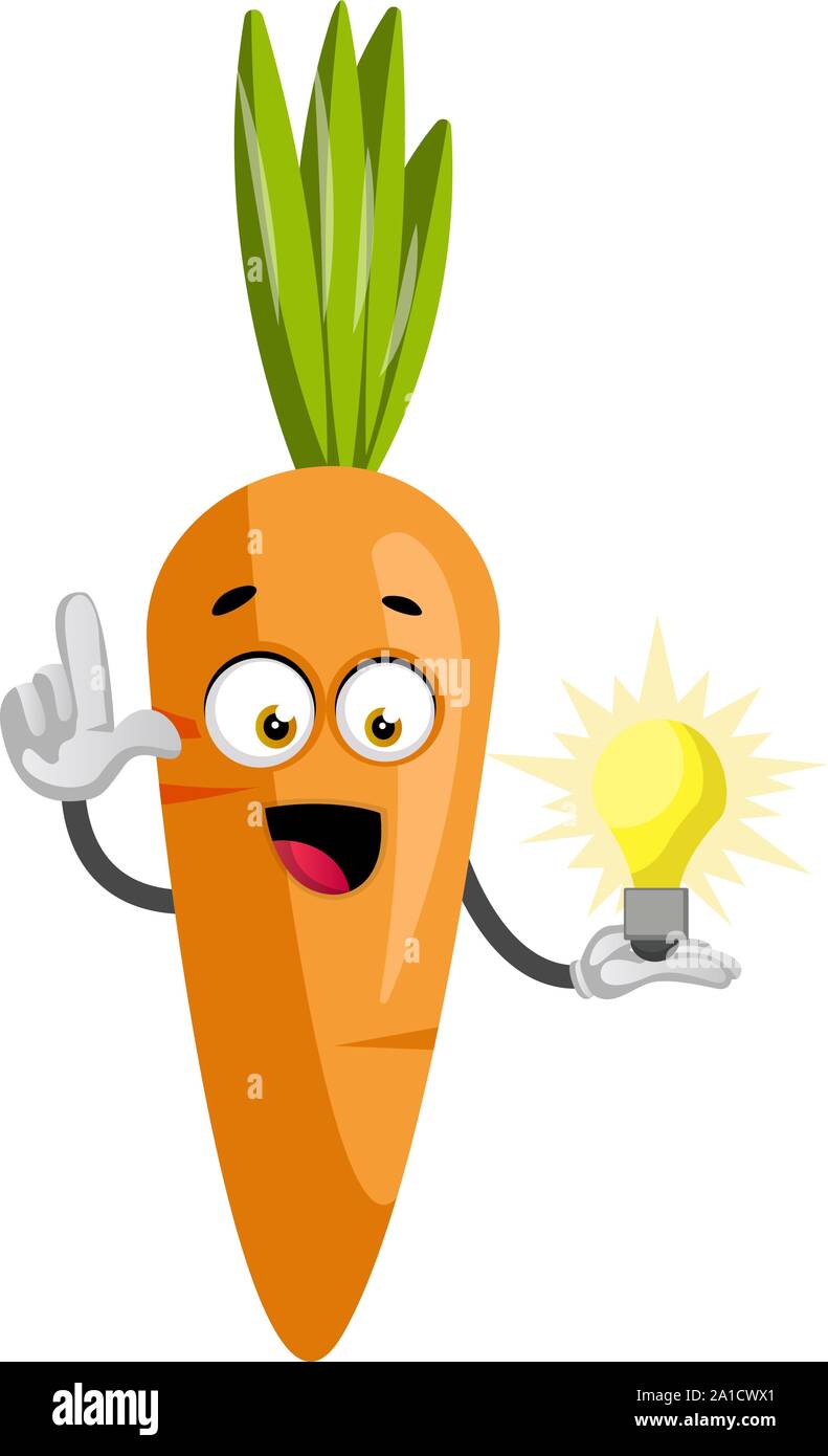 Carrot with light bulb, illustration, vector on white background Stock ...