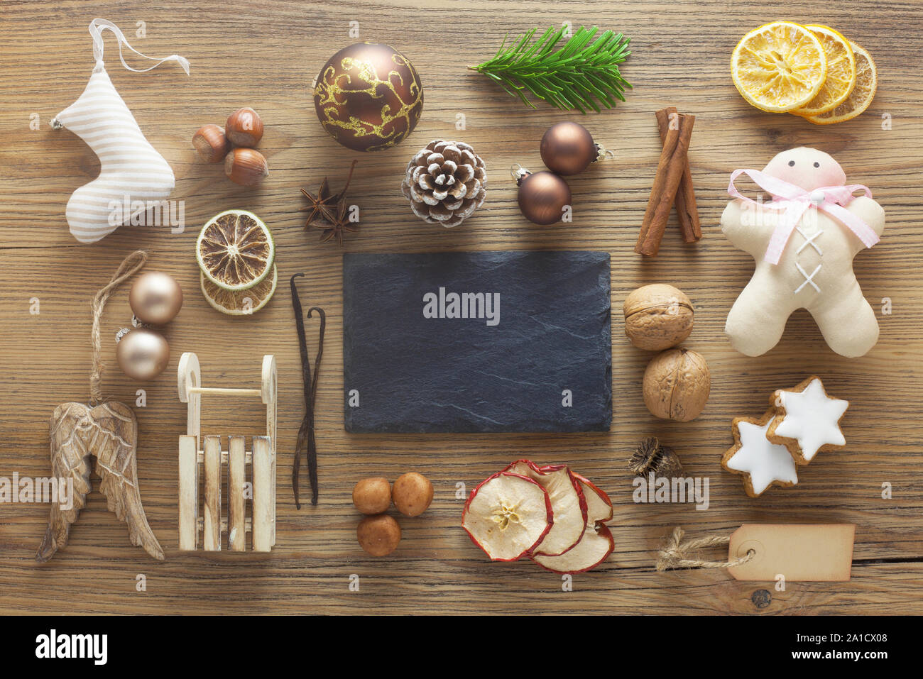 Christmas-Themed Flat Lay Stock Photo - Alamy