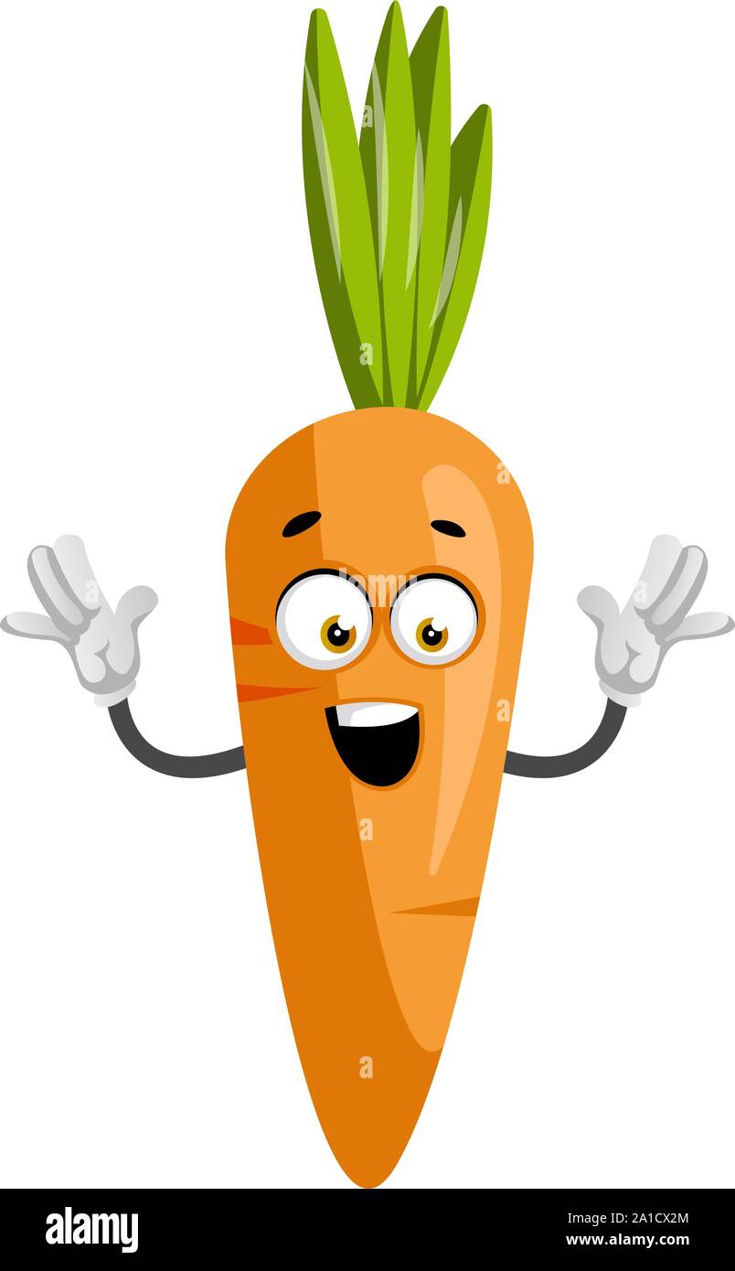 Happy carrot, illustration, vector on white background Stock Vector ...