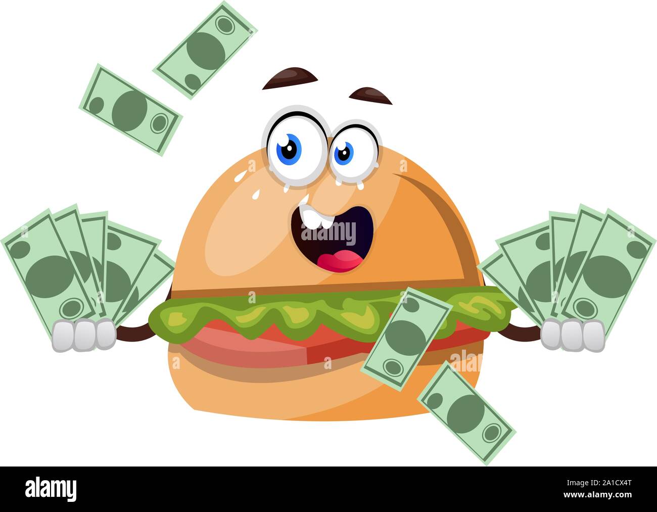 Burger with money, illustration, vector on white background Stock ...