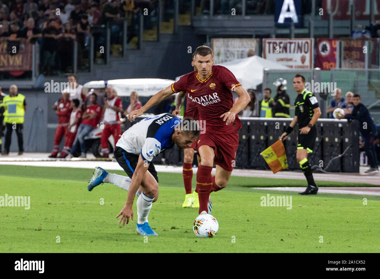 Rome, Italy. 25th Sep, 2019. Edin Dzelo of AS Roma seen in action ...