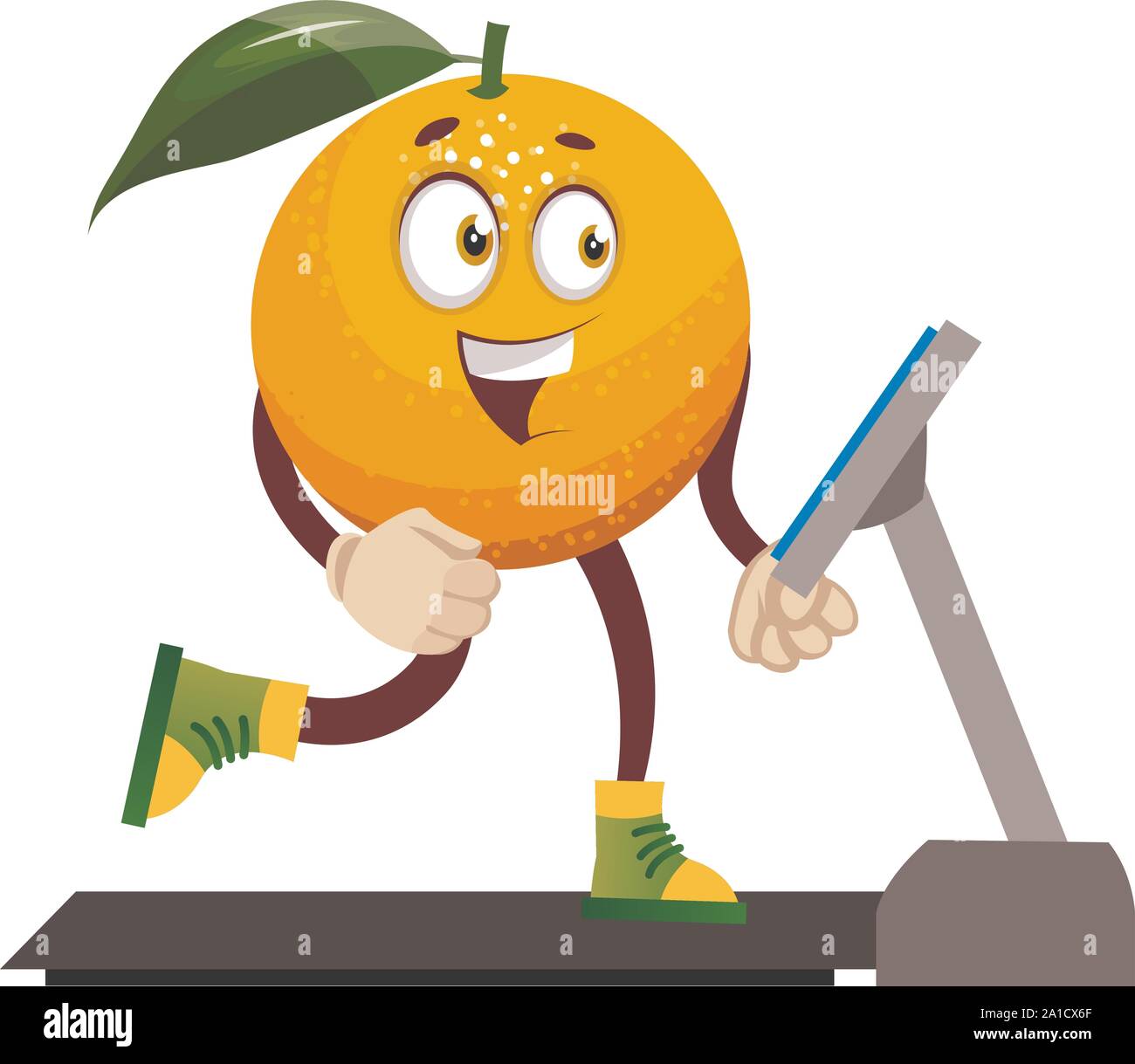 Orange on running machine, illustration, vector on white background ...