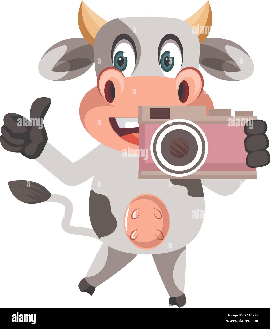 Cow with camera, illustration, vector on white background Stock Vector ...