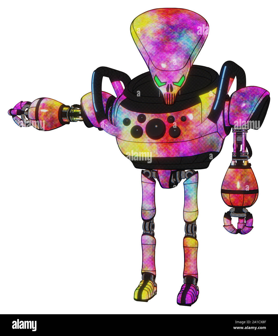 Android containing elements: flat elongated skull head, heavy upper ...