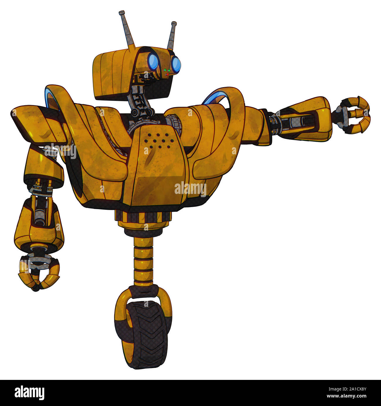 Automaton containing elements: dual retro camera head, cyborg antenna ...