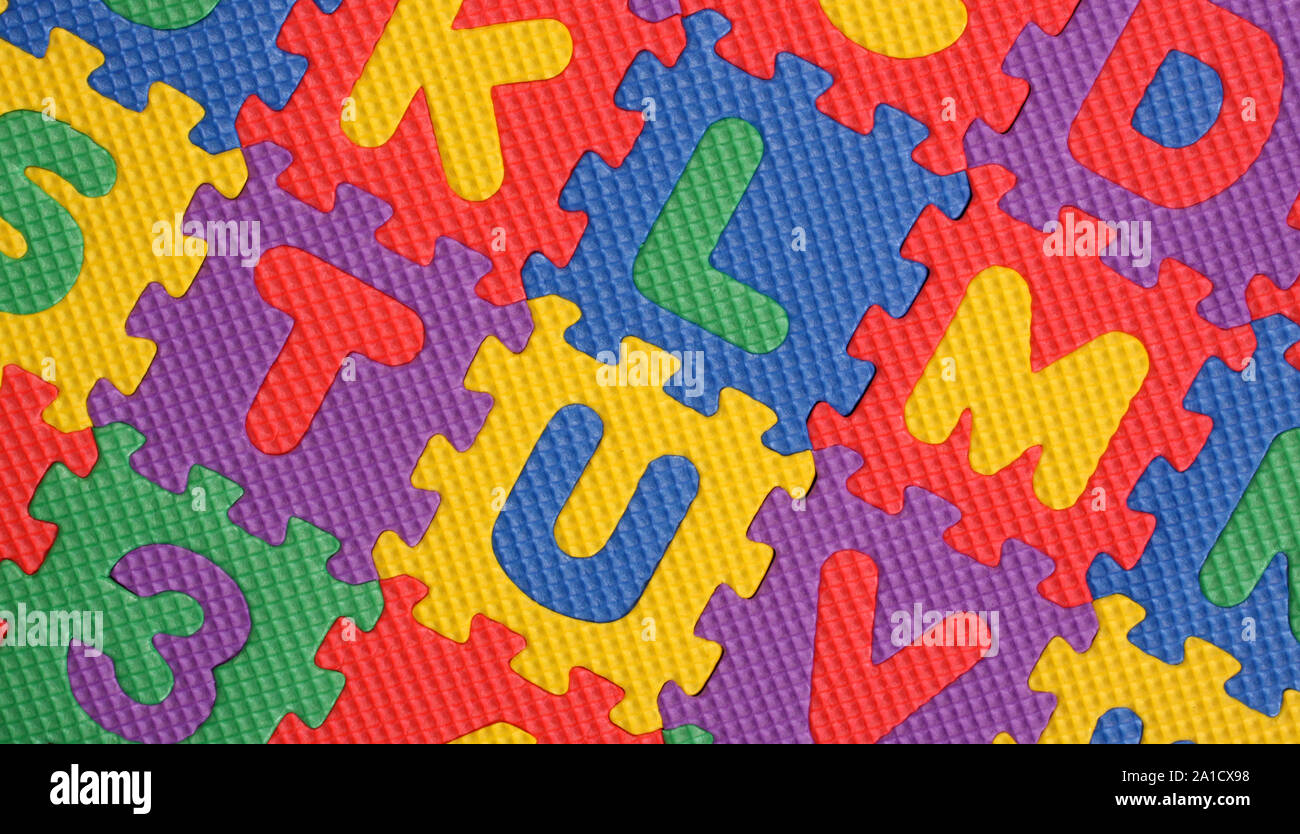 Kiddies style Colored Alphabet and number blocks Stock Photo - Alamy