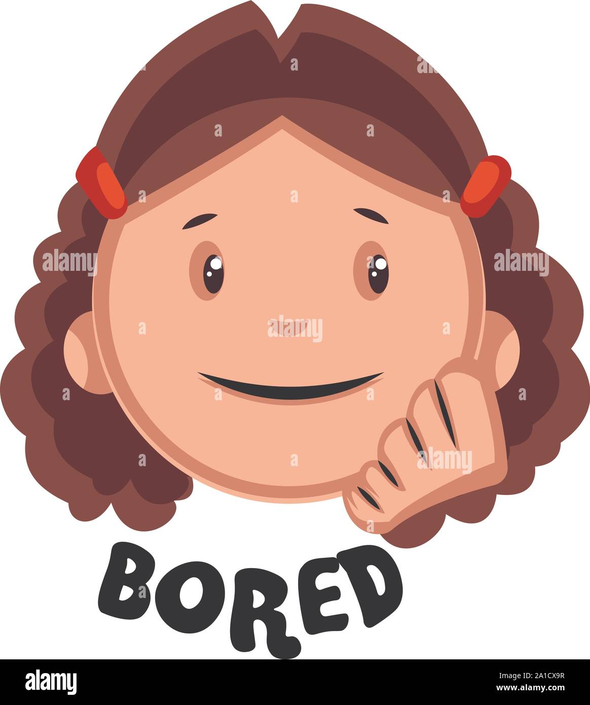 Bored girl, illustration, vector on white background Stock Vector Image ...