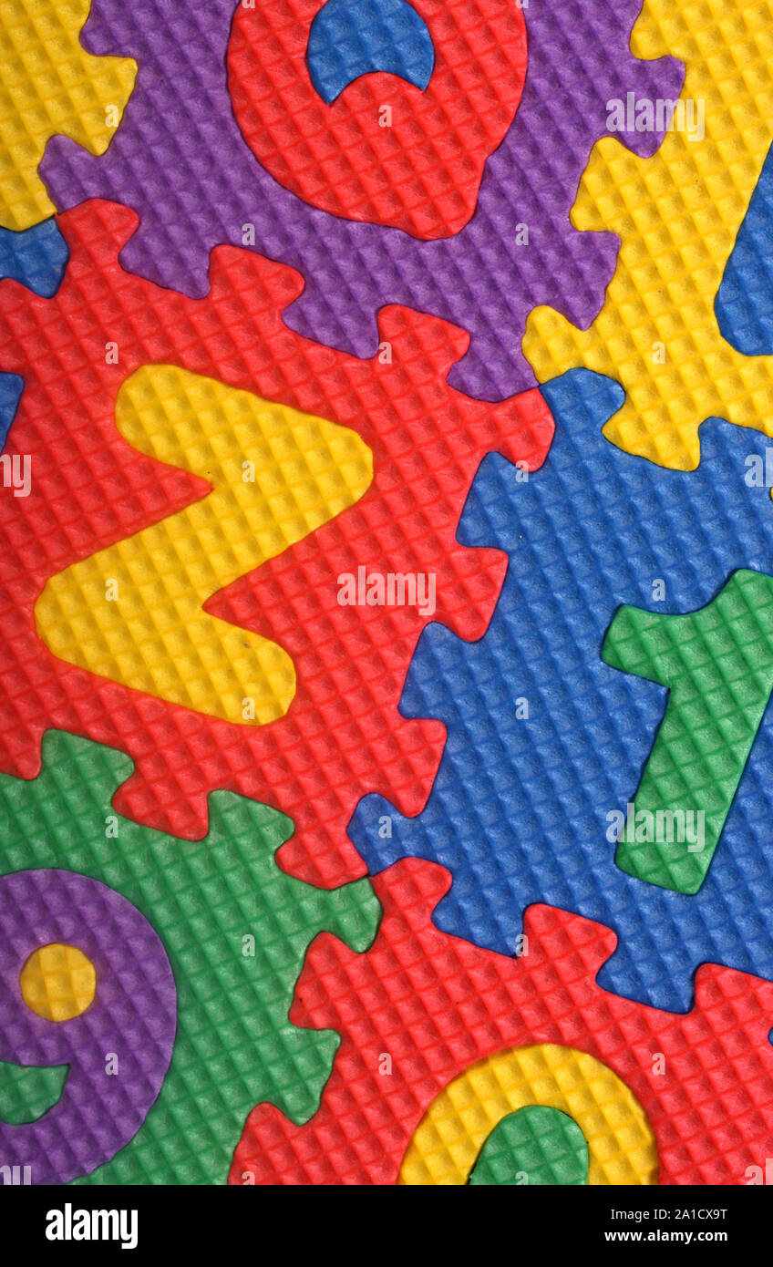 Kiddies style Colored Alphabet and number blocks Stock Photo - Alamy