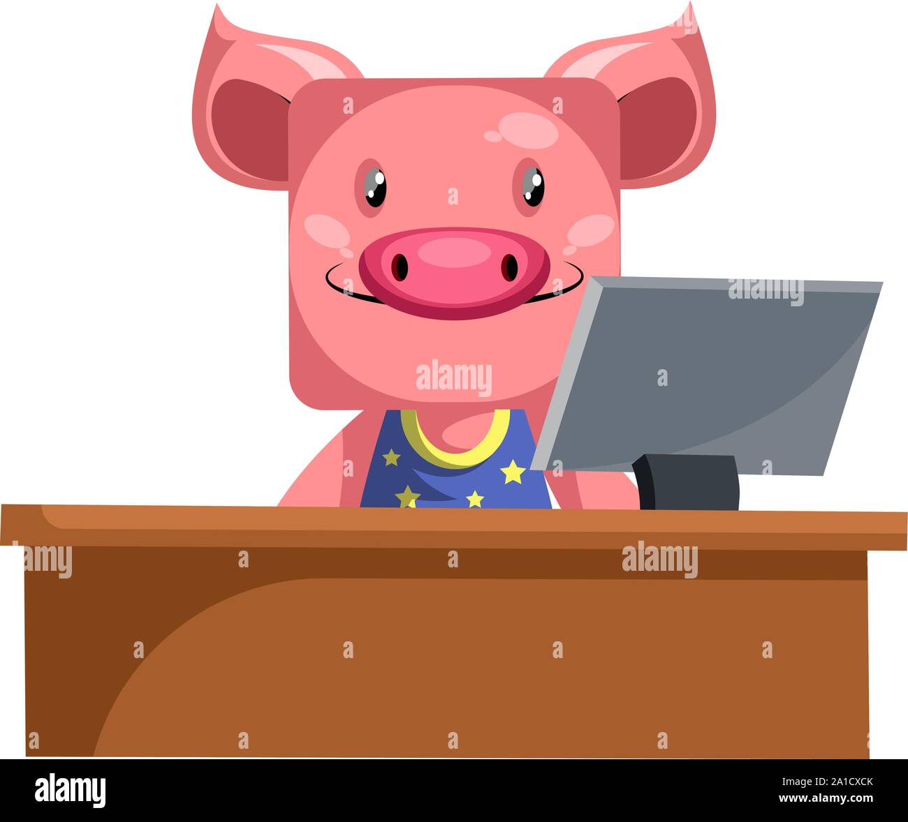 Pig working, illustration, vector on white background Stock Vector ...