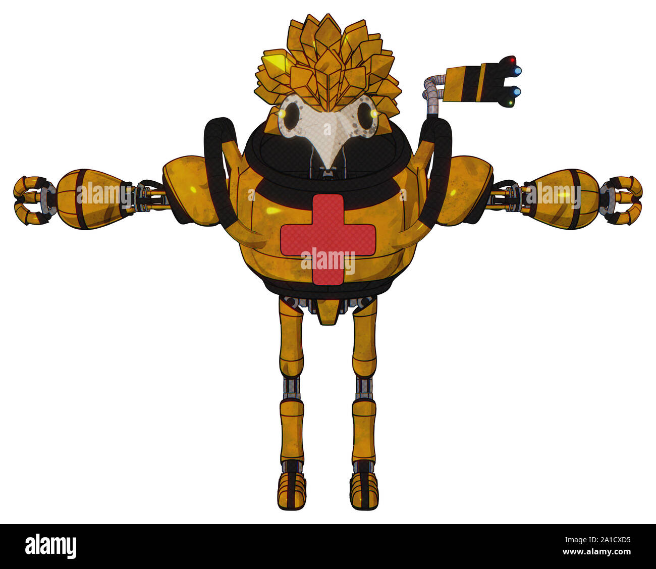 Droid containing elements: bird skull head, yellow led protruding eyes ...