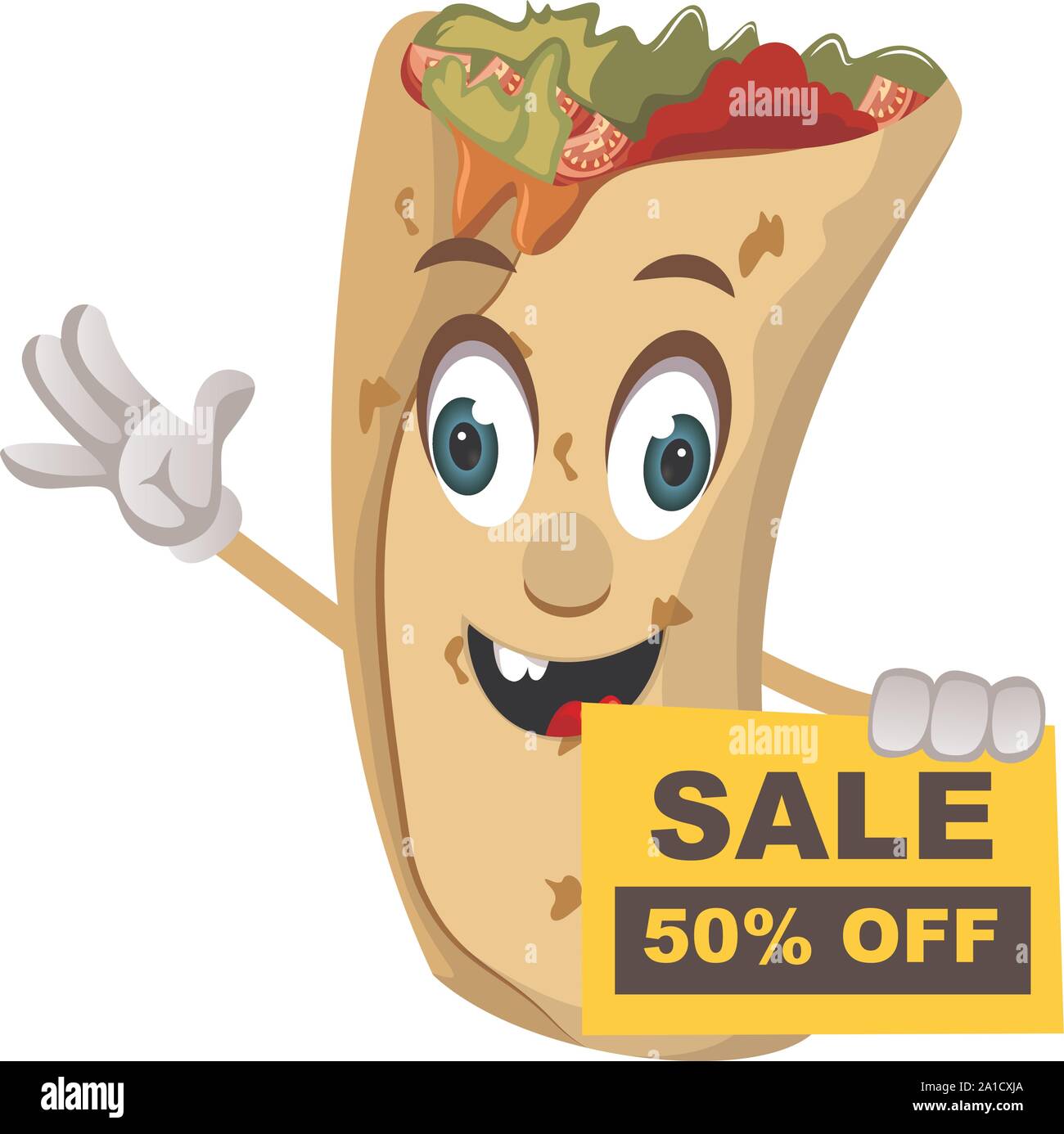 Burrito with sale sign, illustration, vector on white background Stock ...