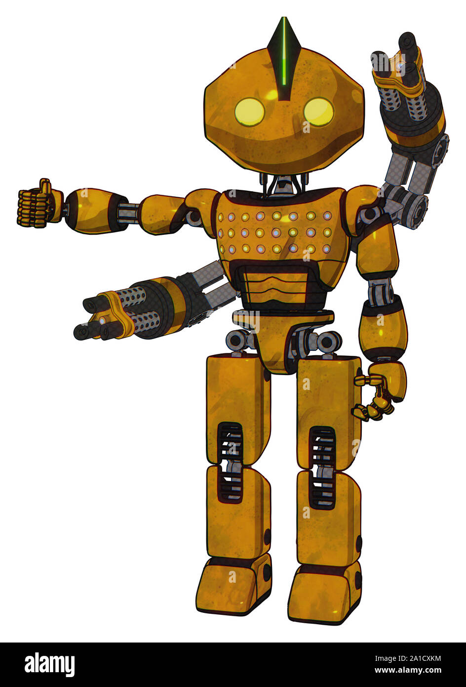 Mech containing elements: oval wide head, yellow eyes, techno mohawk ...