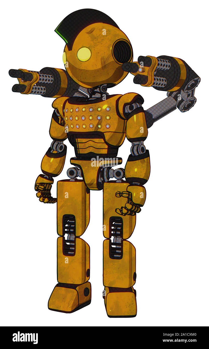 Mech containing elements: oval wide head, yellow eyes, techno mohawk ...